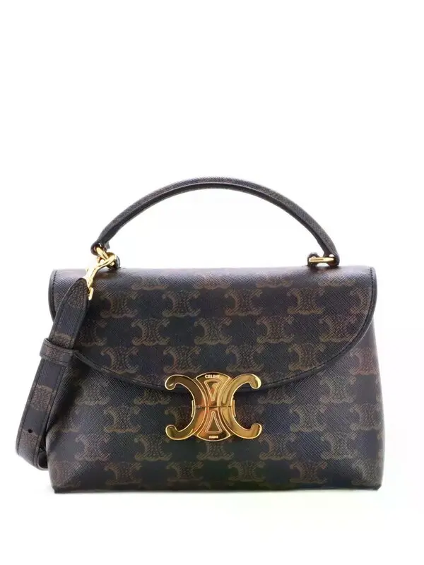 Celine Nino Top Handle Bag Triomphe Coated Canvas Teen Satchel - Brown