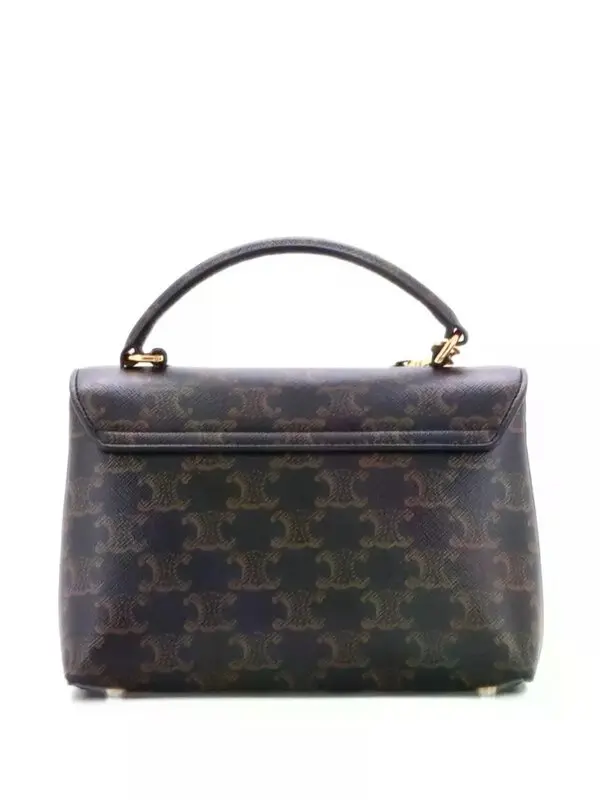 Celine Nino Top Handle Bag Triomphe Coated Canvas Teen Satchel - Brown