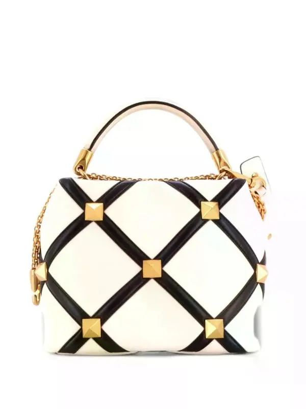Valentino Garavani Roman Stud Top Handle Bag Quilted Leather Small Satchel