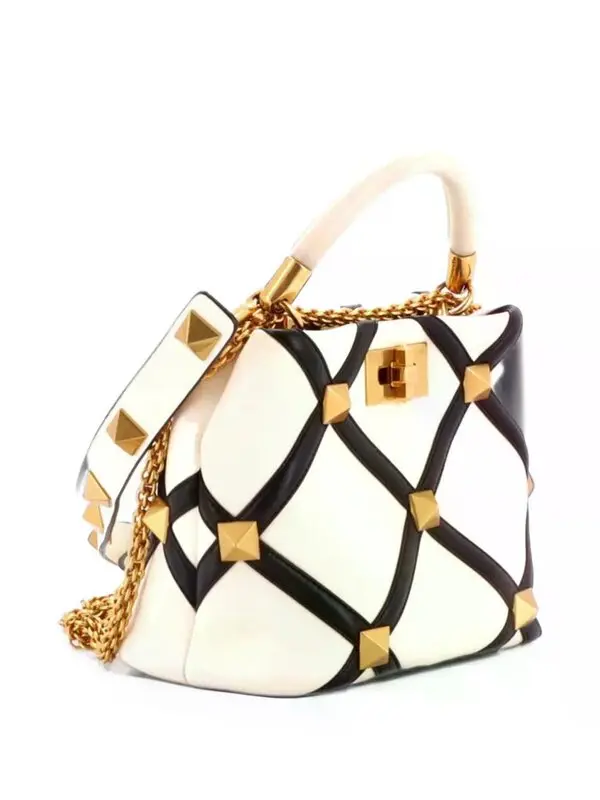 Valentino Garavani Roman Stud Top Handle Bag Quilted Leather Small Satchel