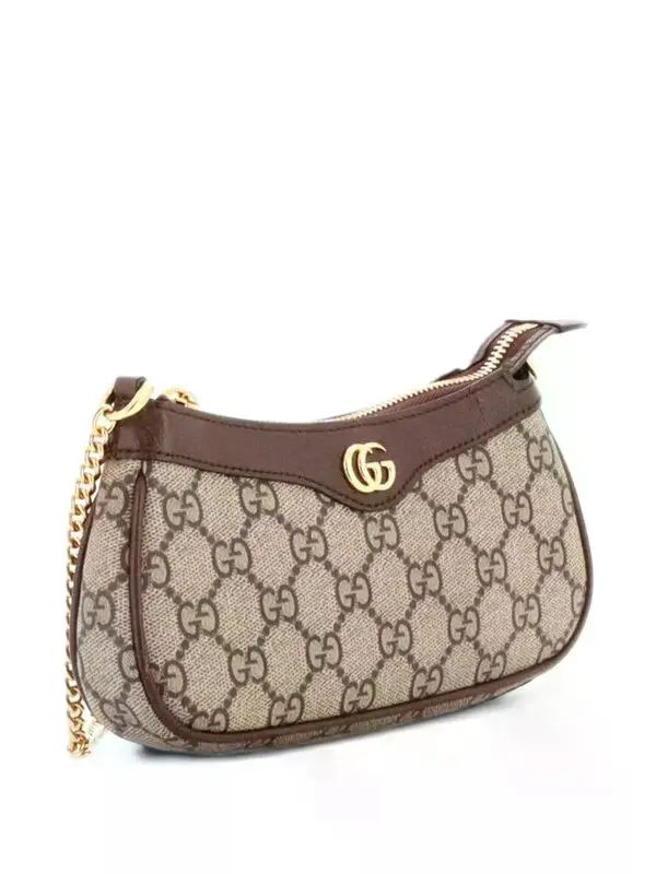 Gucci Ophidia Charm Shoulder Bag Gg Coated Canvas With Leather Mini Crossbody Bag - Brown