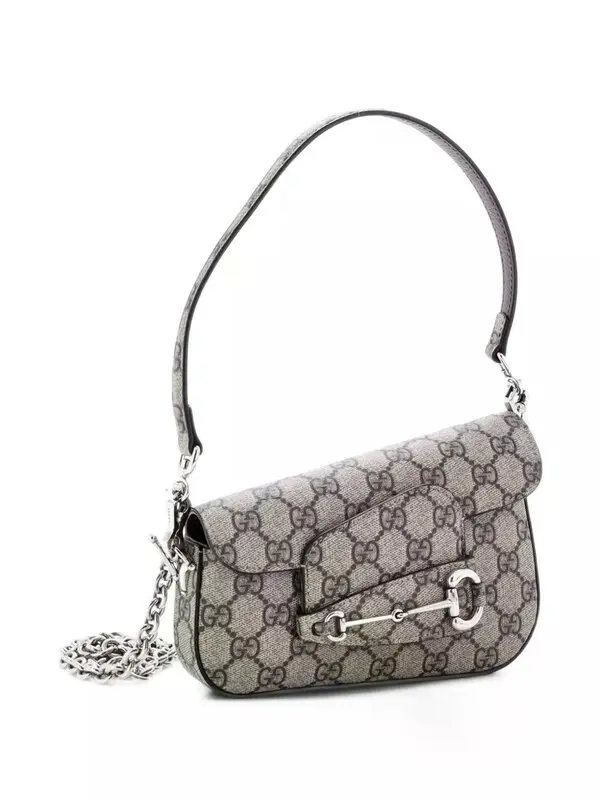 Gucci Horsebit 1955 Asymmetric Gg Coated Canvas Mini Shoulder Bag