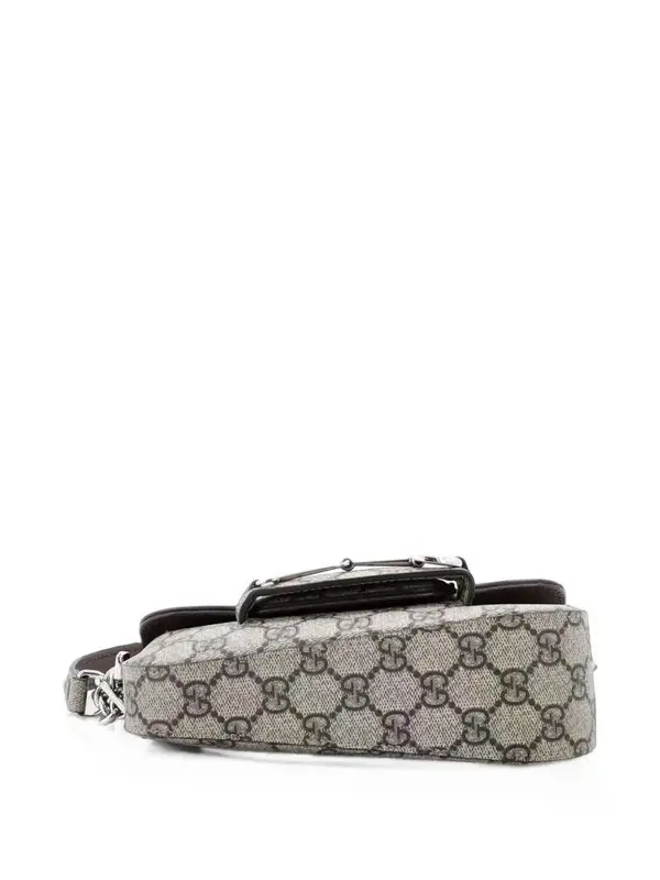 Gucci Horsebit 1955 Asymmetric Gg Coated Canvas Mini Shoulder Bag