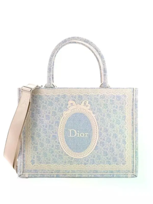 Dior Book Oblique Canvas With Lace Medium Tote Bag