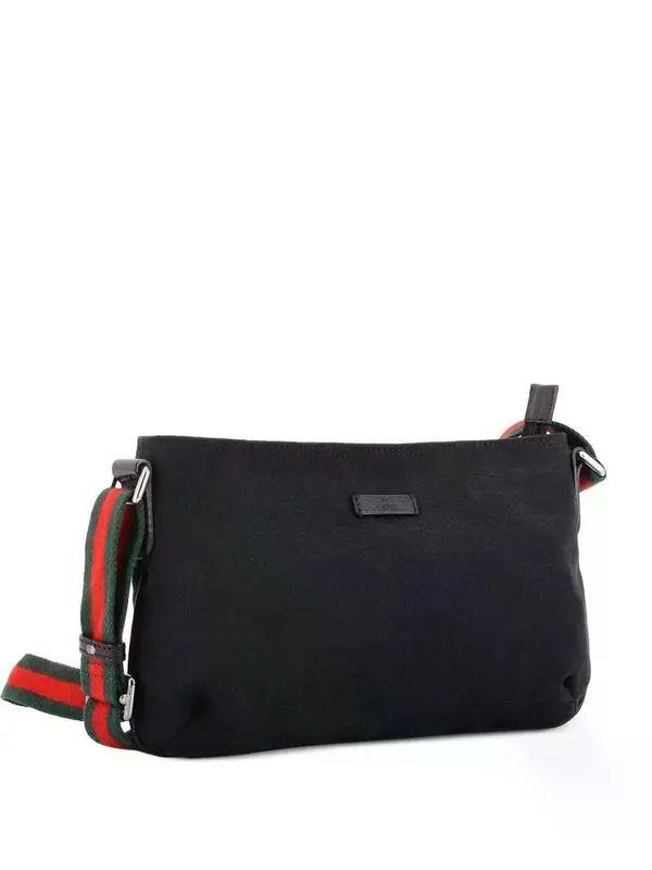 Gucci Web Strap Messenger Bag Gg Canvas Small Crossbody Bag - Black