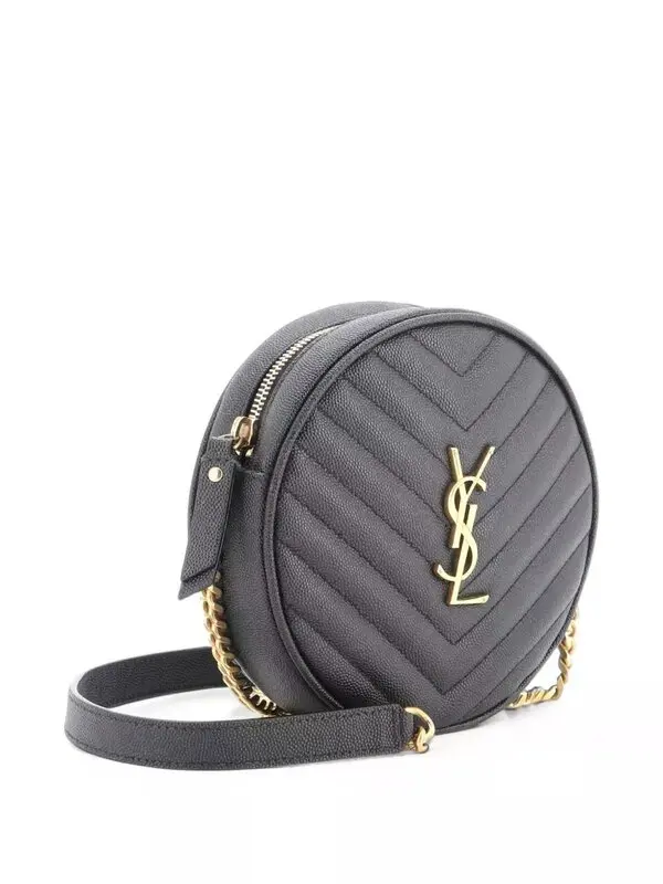 Saint Laurent Vinyle Round Camera Bag Matelasse Chevron Leather Crossbody Bag