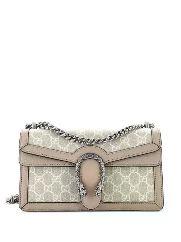 Gucci Dionysus Bag Gg Coated Canvas With Leather Small Shoulder Bag - Neutrals