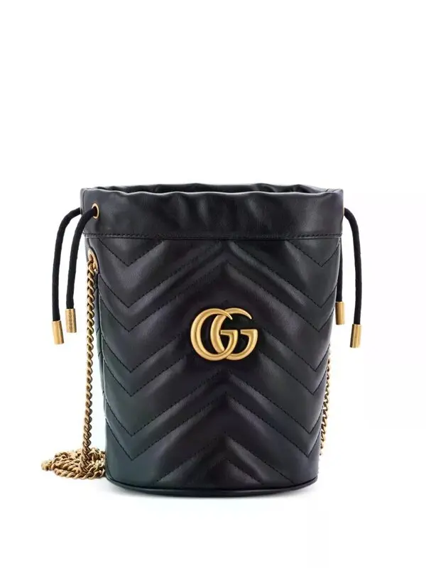 Gucci Gg Marmont Matelasse Leather Mini Bucket Bag - Black