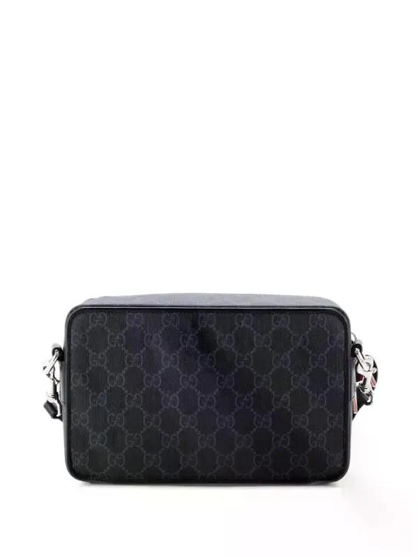 Gucci Web Strap Zip Around Camera Crossbody Bag Gg Coated Canvas Shoulder Bag