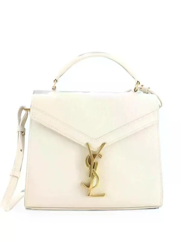 Saint Laurent Cassandra Top Handle Bag Leather Mini Shoulder Bag - Neutrals