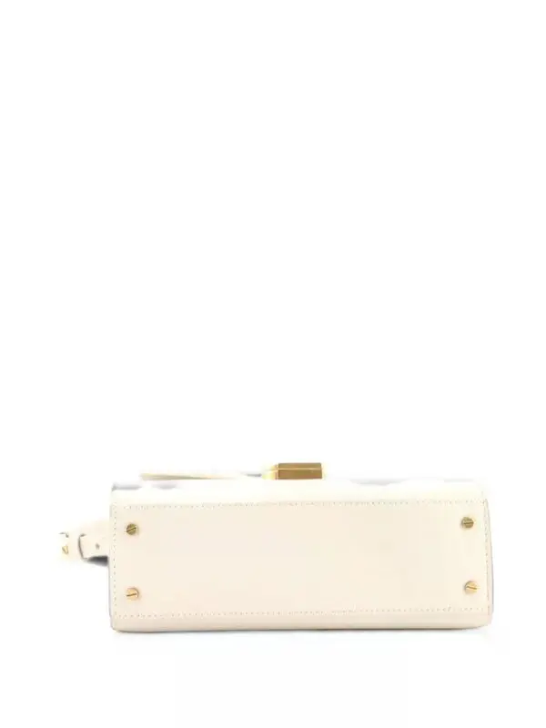Saint Laurent Cassandra Top Handle Bag Leather Mini Shoulder Bag - Neutrals