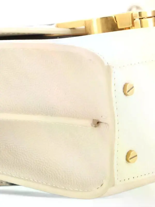 Saint Laurent Cassandra Top Handle Bag Leather Mini Shoulder Bag - Neutrals