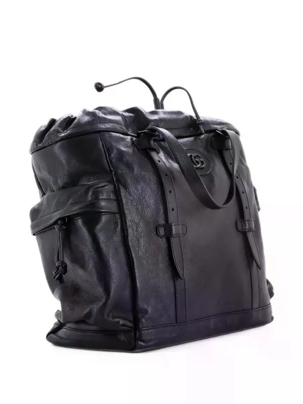 Gucci Tonal Gg Drawstring Leather Tote Bag