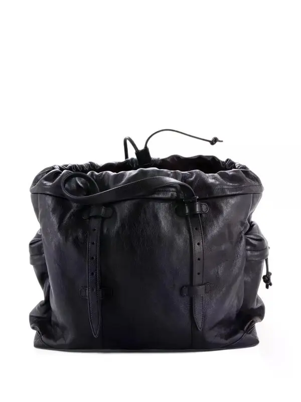 Gucci Tonal Gg Drawstring Leather Tote Bag