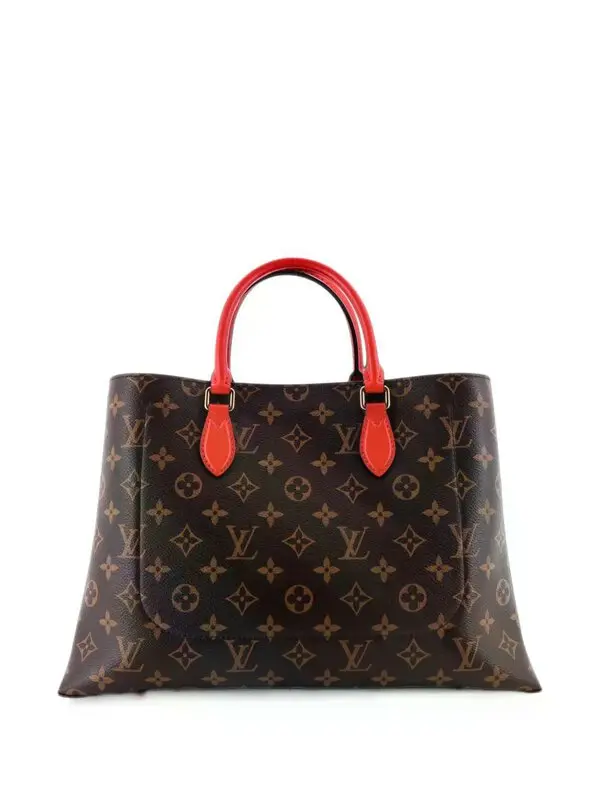 LOUIS VUITTON Flower Monogram Canvas With Leather Tote Bag