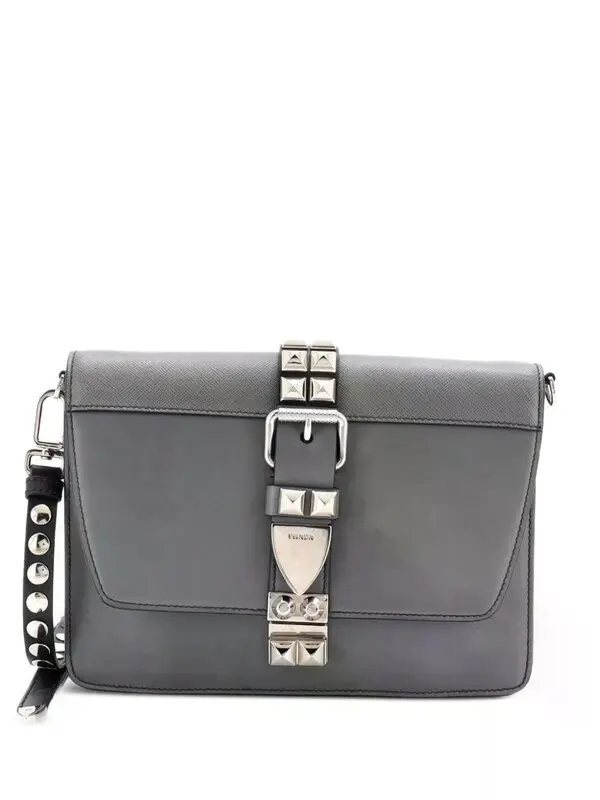 Prada Elektra Shoulder Bag Studded Leather Small Crossbody Bag - Grey