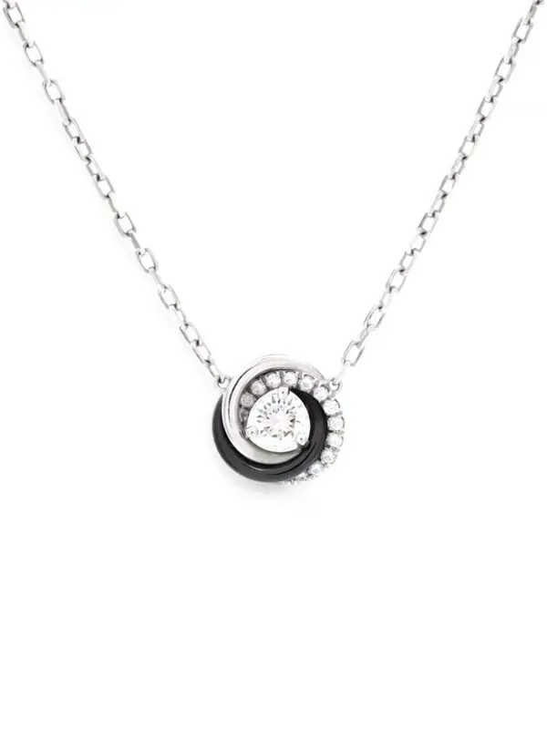 Cartier Trinity Diamond Pendant 18k White Gold With Diamonds And Ceramic Necklace