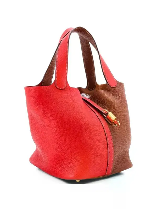 Hermès Picotin Lock Bag Bicolor Clemence Mm Bucket Bag - Brown