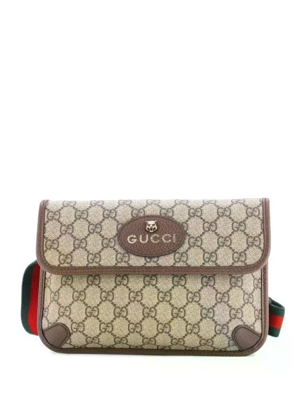 Gucci Neo Vintage Flap Gg Coated Canvas Belt Bag - Brown