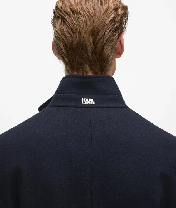 Karl Lagerfeld High-stand Collar Coat - Black