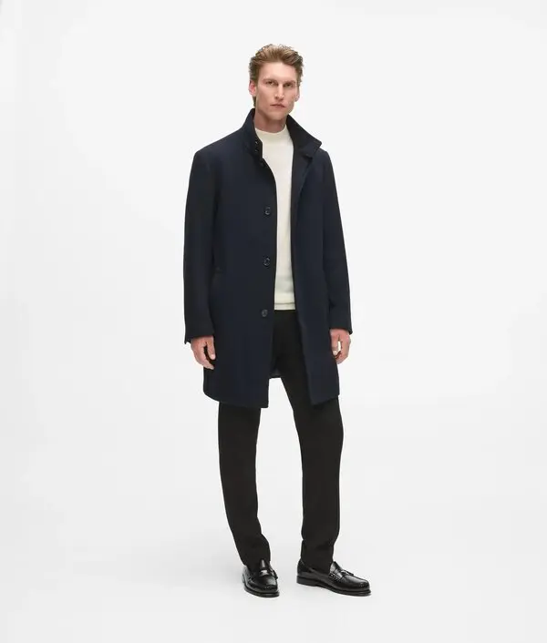 Karl Lagerfeld High-stand Collar Coat - Navy