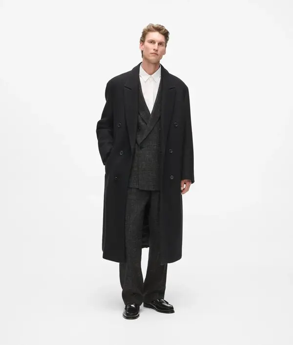 Karl Lagerfeld Long Double-breasted Coat - Black