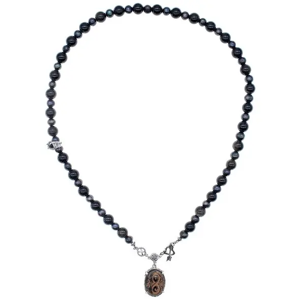 GEM KINGDOM Black / Silver Eternal Midnight Necklace