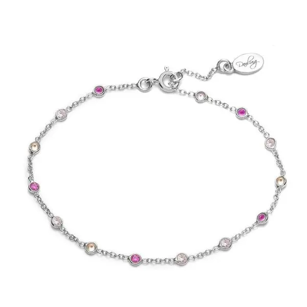 WITH LOVE DARLING Bezel Bracelet Pink - Silver