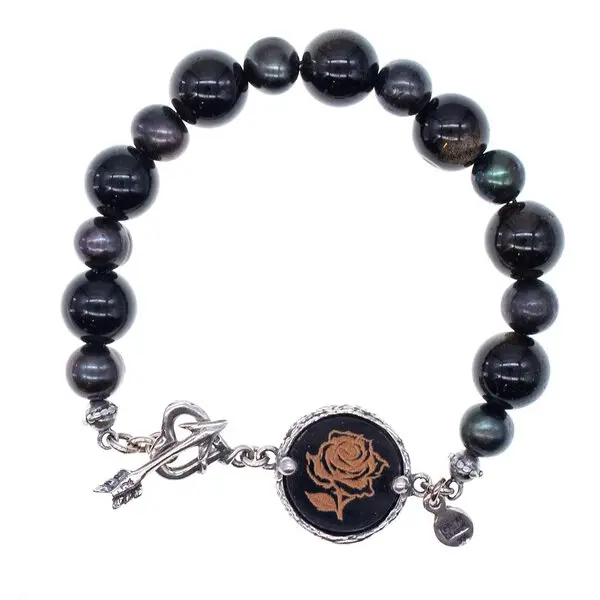 GEM KINGDOM Black / Silver Beaded Bracelet Black