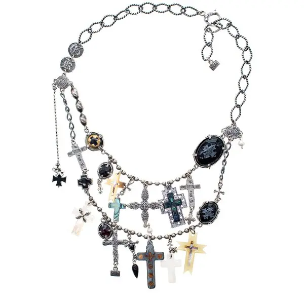 GEM KINGDOM Silver / Black Sacred Relics Necklace