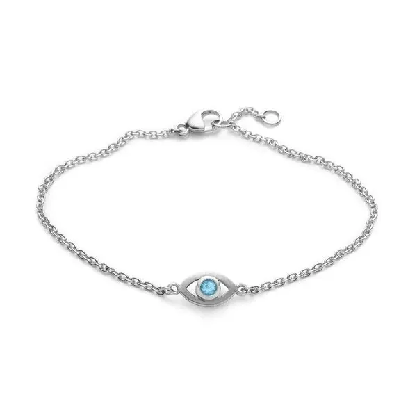 WITH LOVE DARLING Blue Topaz Eye Bracelet - Silver