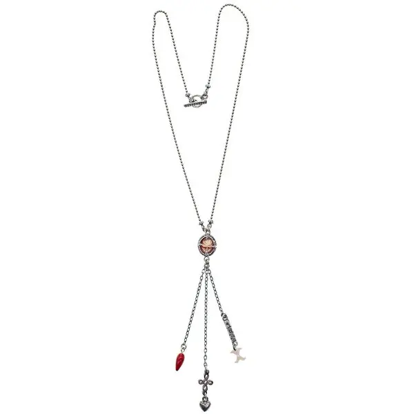 GEM KINGDOM Neutrals Cameo Charm Necklace - Silver