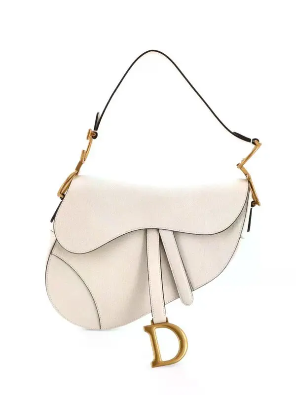 Dior Saddle Handbag Leather Medium Shoulder Bag - White