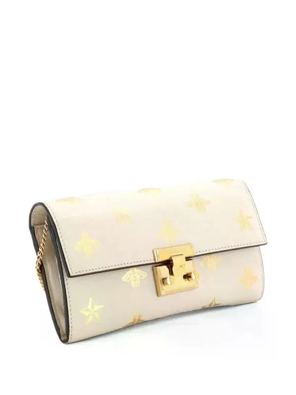 Gucci Padlock Continental Chain Wallet Printed Leather Long Shoulder Bag