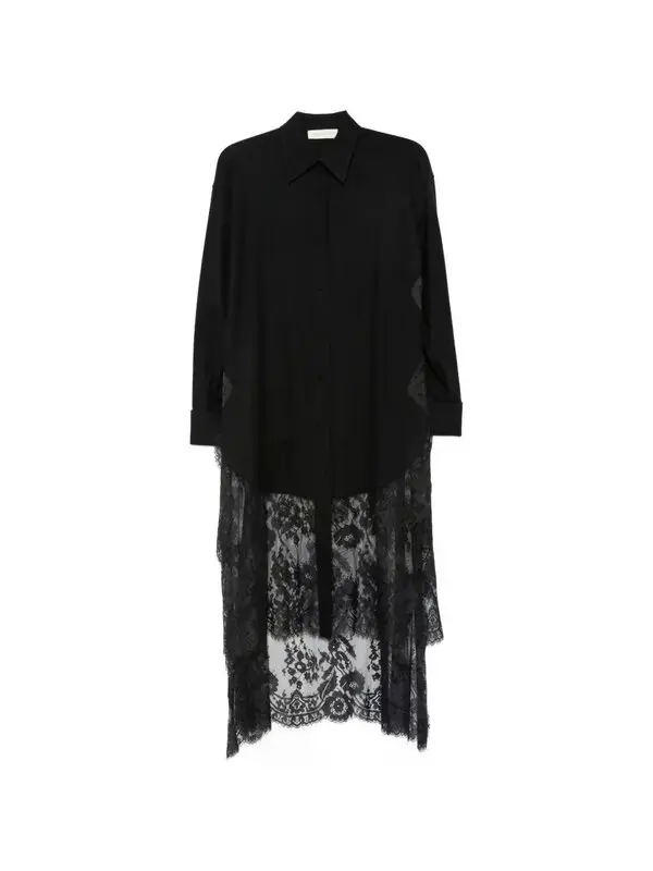 Zimmermann Valiant Lace-panelled Long-line Shirt - Black