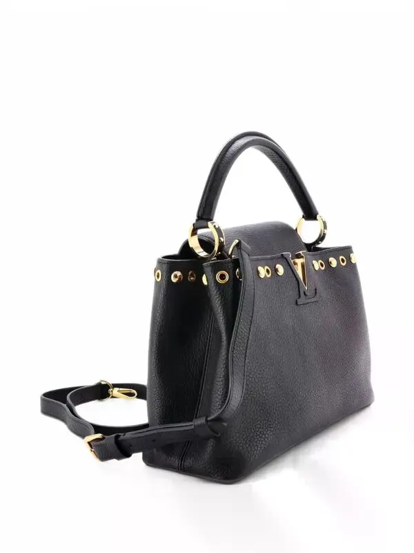 LOUIS VUITTON Capucines Bag Leather With Embellished Detail Pm Satchel - Black