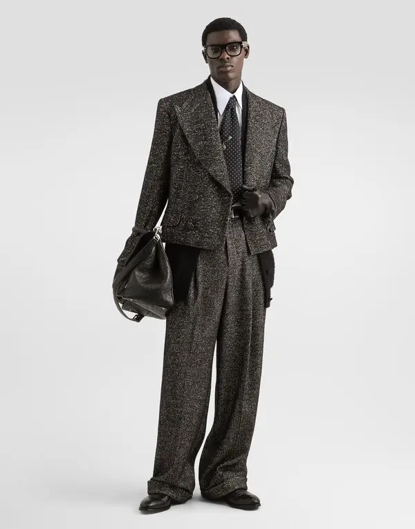 Dolce & Gabbana Textured Wool Blend Trousers