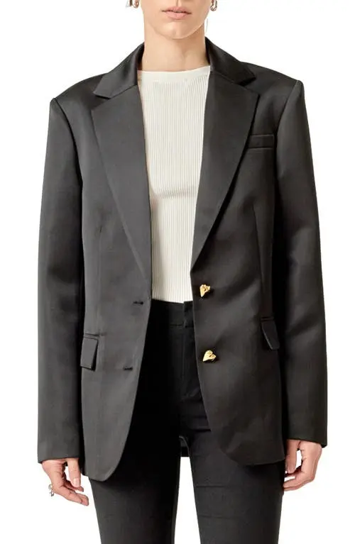English Factory Heart Detailed Satin Blazer