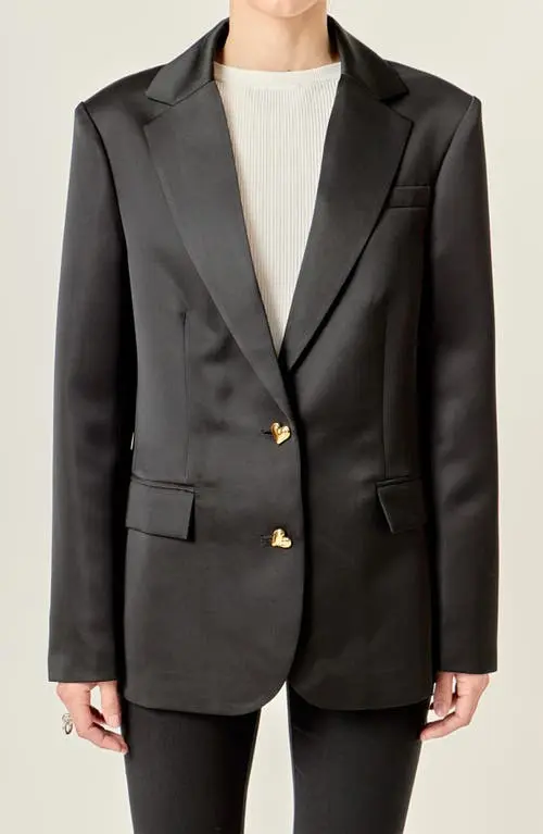 English Factory Heart Detailed Satin Blazer