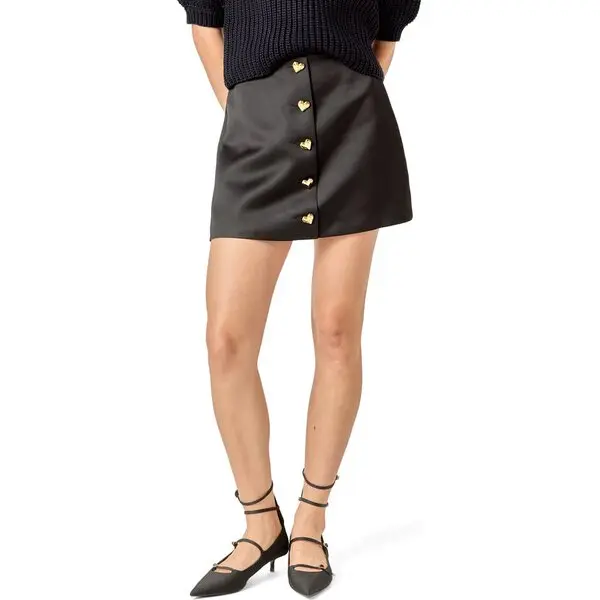 English Factory Heart Detail Satin Miniskirt