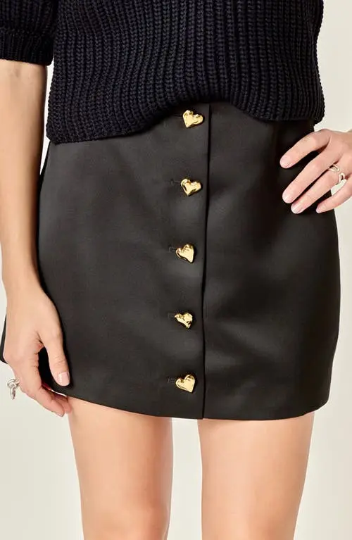 English Factory Heart Detail Satin Miniskirt