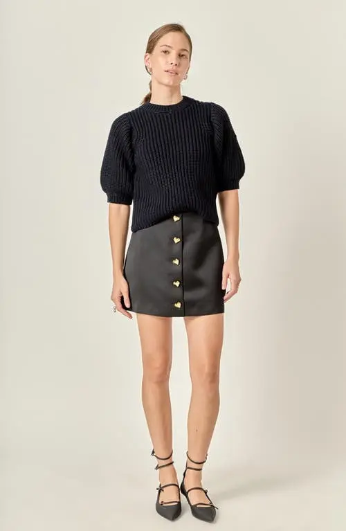 English Factory Heart Detail Satin Miniskirt