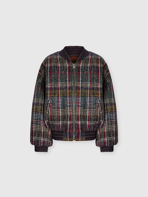 Missoni Wool Bomber Jacket With Check Motif