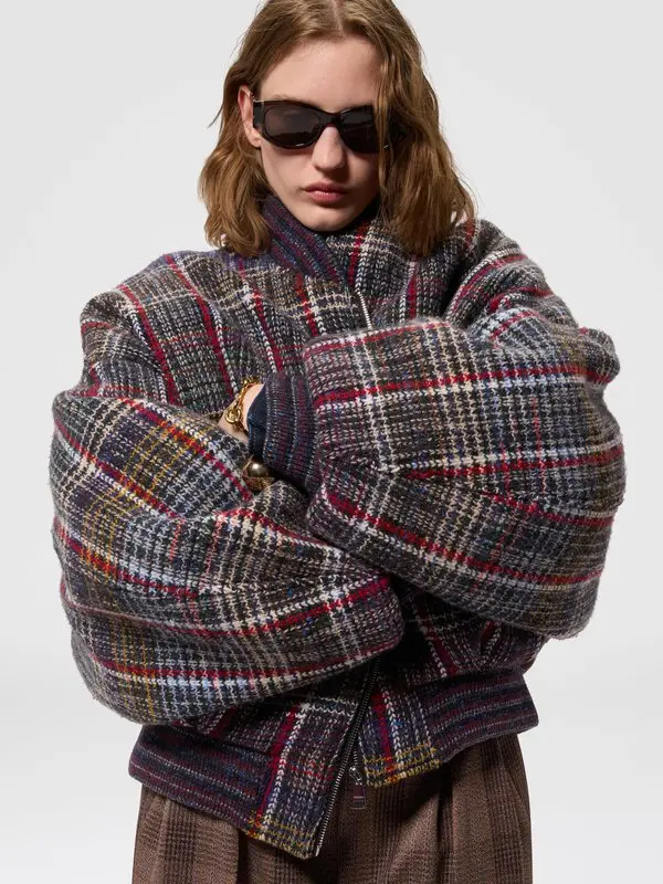Missoni Wool Bomber Jacket With Check Motif