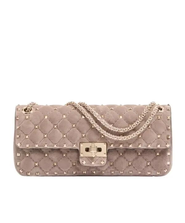 Valentino Garavani Rockstud Spike Medium Suede Shoulder Bag - No