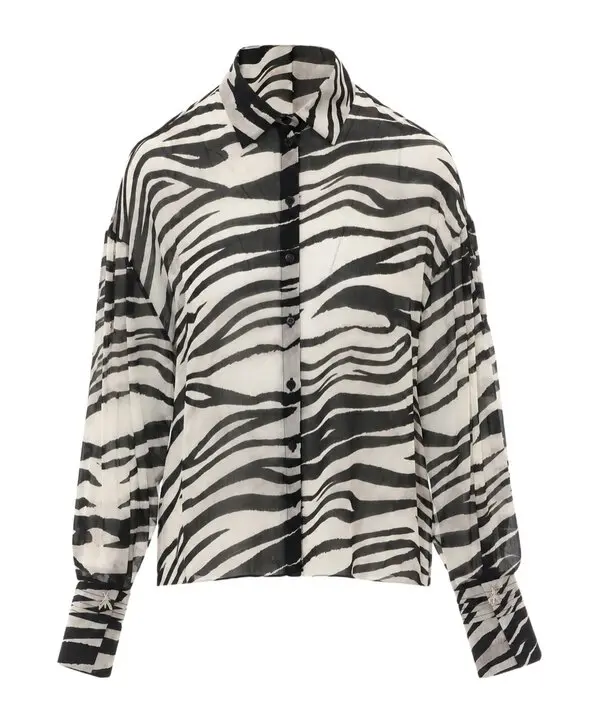 Patrizia Pepe Sheer Zebra Shirt - Black