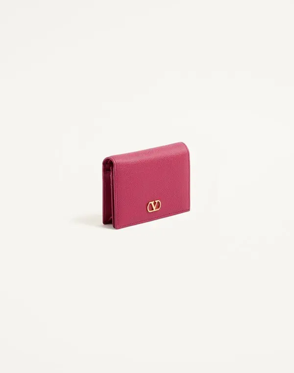 Valentino Garavani Vlogo Signature Grainy Calfskin Wallet