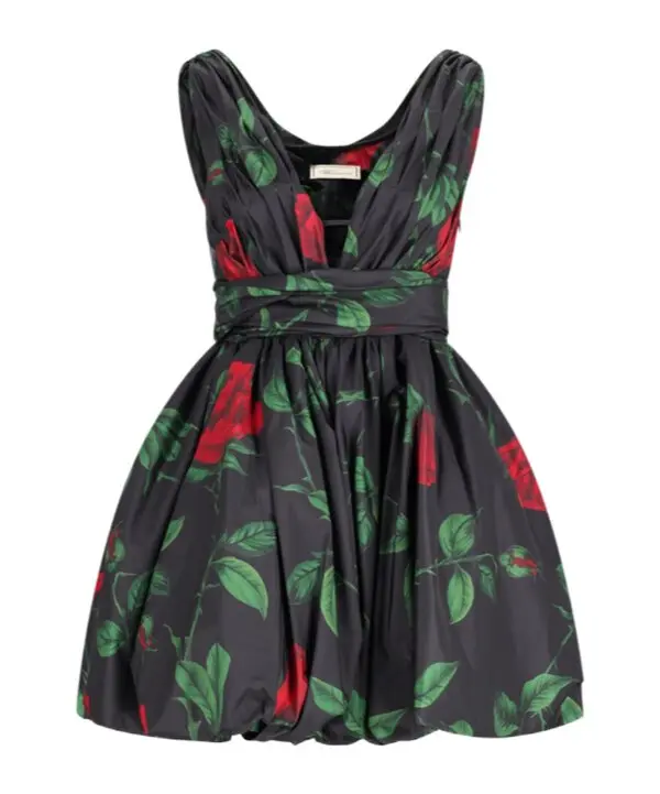 Blumarine Floral Printed Dress - Black