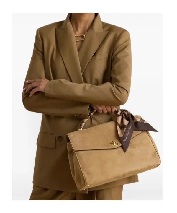 Ralph Lauren Small Farrah Suede Tote Bag