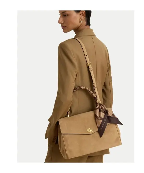 Ralph Lauren Small Farrah Suede Tote Bag